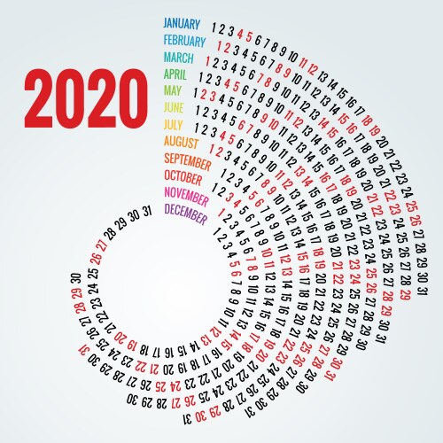 Gemini zodiacal circle calendar year 2020 Vector Image