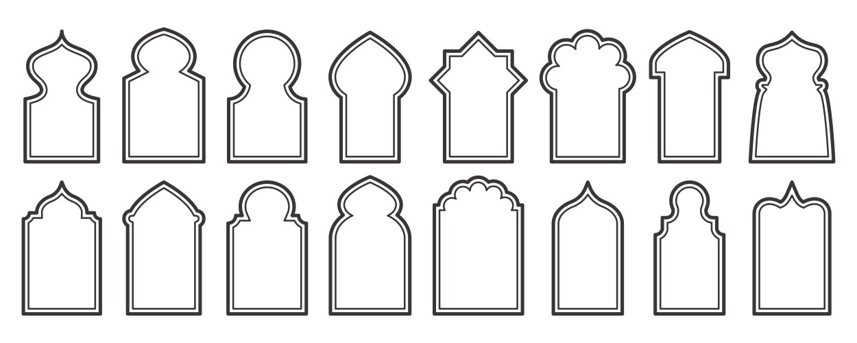 Green islamic ramadan shape collection Royalty Free Vector