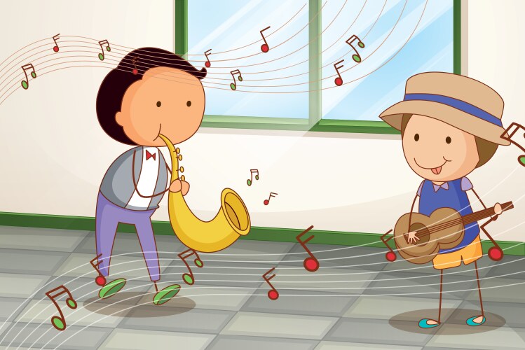 Kids playing music Royalty Free Vector Image - VectorStock