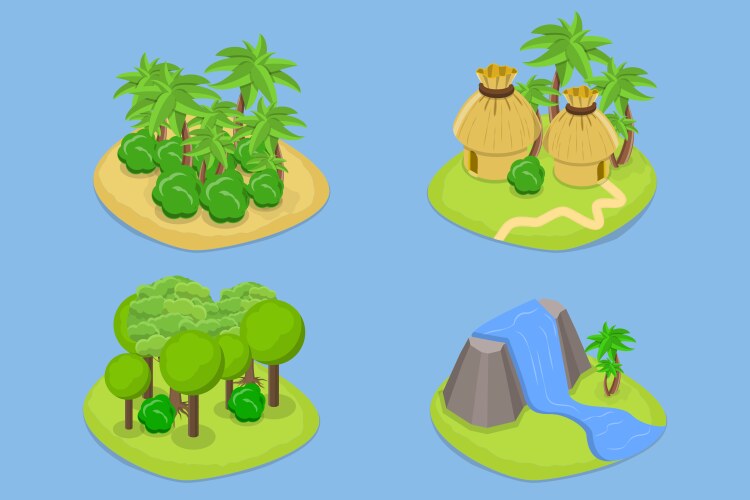 Isometric islands elements for games Royalty Free Vector