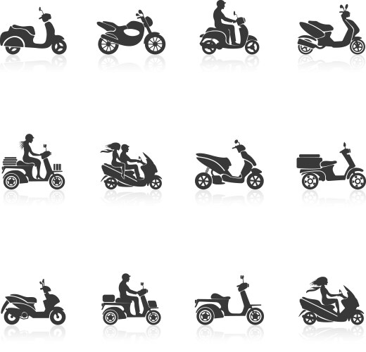 Electric scooter icons set color Royalty Free Vector Image