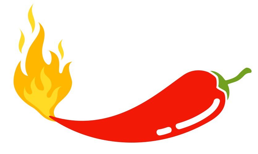 A spicy chili pepper with flame Royalty Free Vector Image