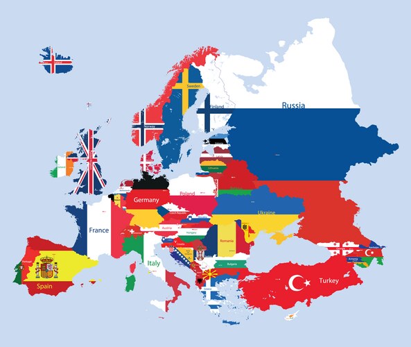 Colorful map europe Royalty Free Vector Image - VectorStock