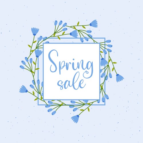 Spring sale frame with floral border Royalty Free Vector