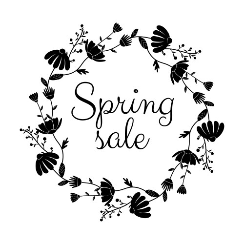 Black and white silhouette spring sale frame Vector Image