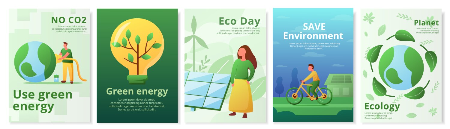 Posters for green energy or ecology saving Vector Image
