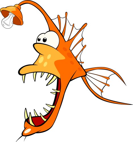 Deep sea anglerfish underwater monkfish predator Vector Image