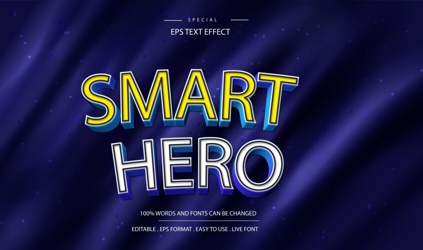 Editable text effect smart hero style Royalty Free Vector