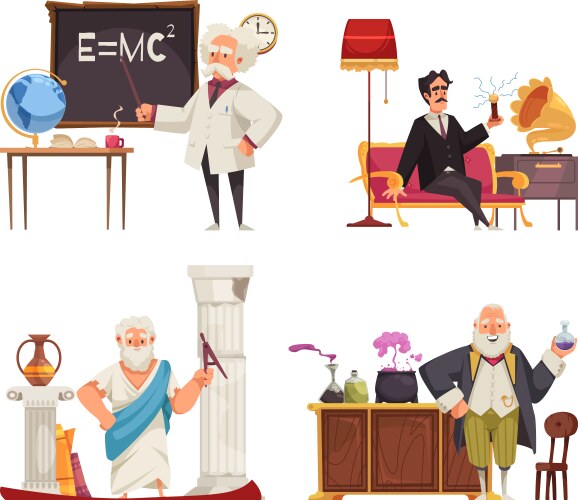 Famous scientists characters set Royalty Free Vector Image