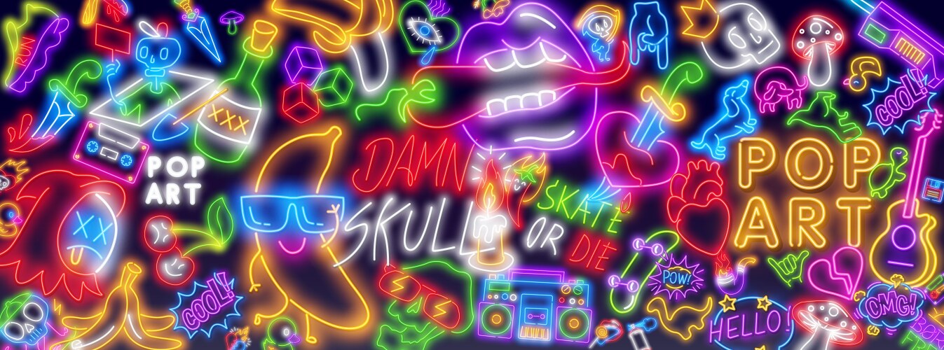 Girl neon text badge icon with effect Royalty Free Vector