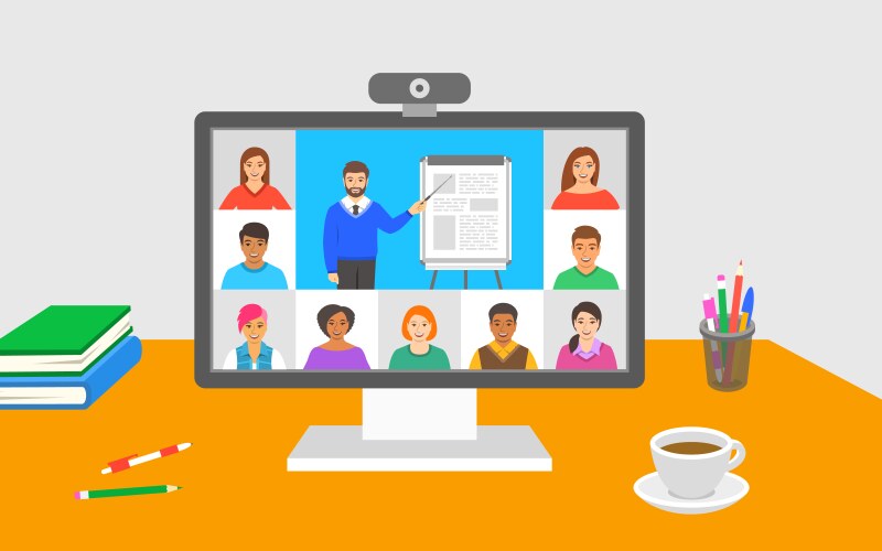 Online education cartoon Royalty Free Vector Image