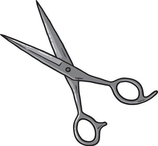 Cartoon stainless steel barber shears line art Vector Image