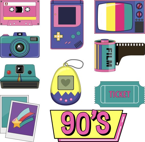 Retro objects and elements set Royalty Free Vector Image