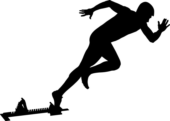 Runner athlete and starting blocks Royalty Free Vector Image