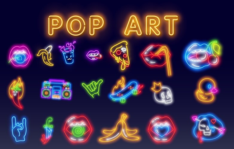 Neon mouth biting round lolipop pop art vibrant Vector Image