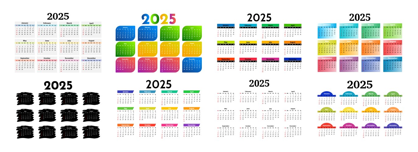 Calendar for 2025 isolated on a white background Vector Image