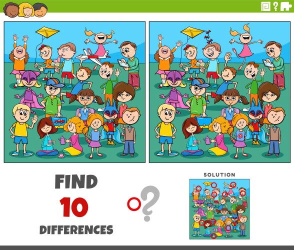 Differences activity with cartoon playful Vector Image