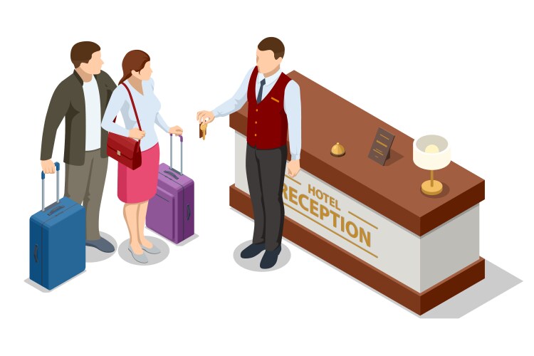 Reception desk cartoon Royalty Free Vector Image