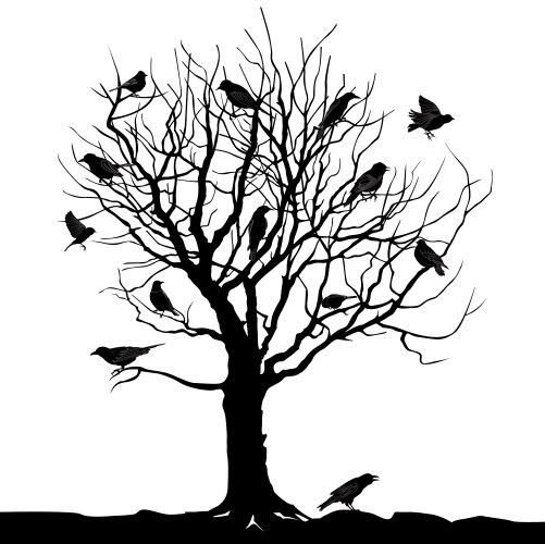 Trees and birds Royalty Free Vector Image - VectorStock