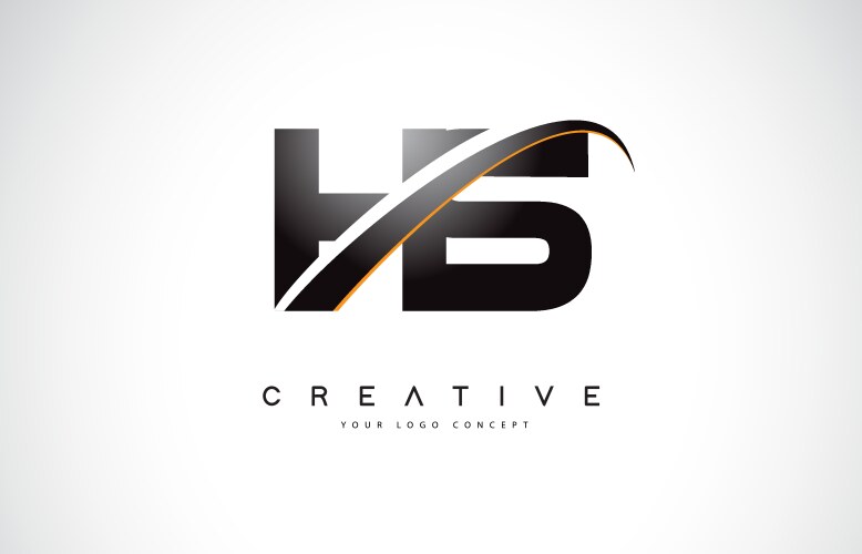 Hs letter design with brush stroke and modern 3d Vector Image