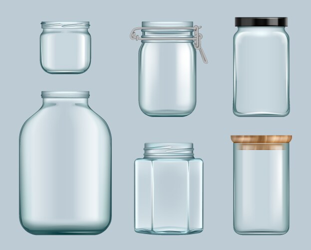 Empty glass jars Royalty Free Vector Image - VectorStock