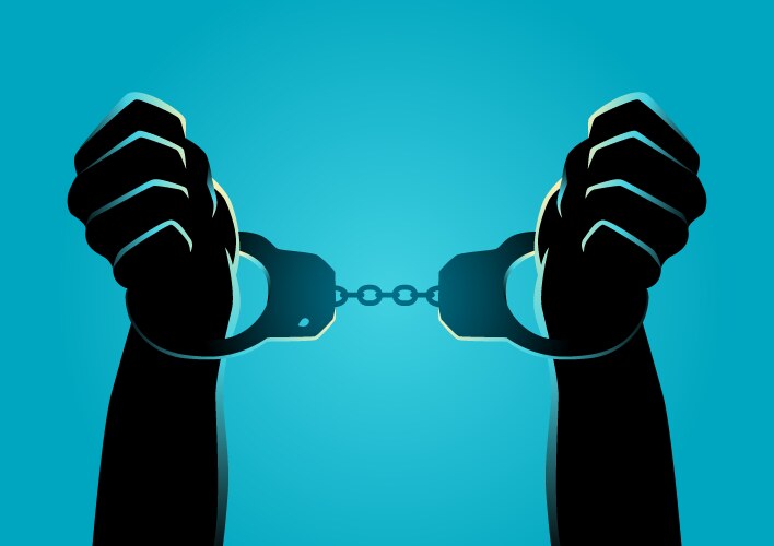 Hands to break the shackles Royalty Free Vector Image