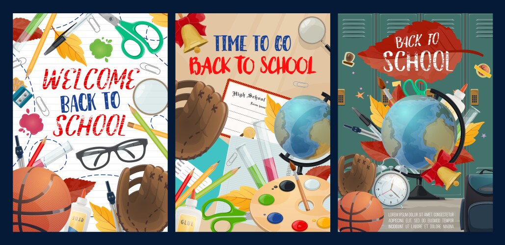 School time education items and study supplies Vector Image