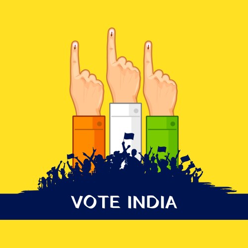 Indian people hand with voting sign showing Vector Image