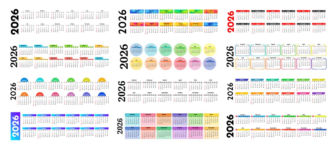 2026 Calendar - White Background – Royalty-Free Vector | VectorStock