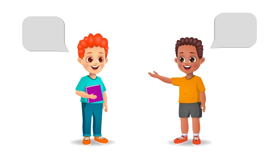 Happy kids having a conversation cartoon Vector Image