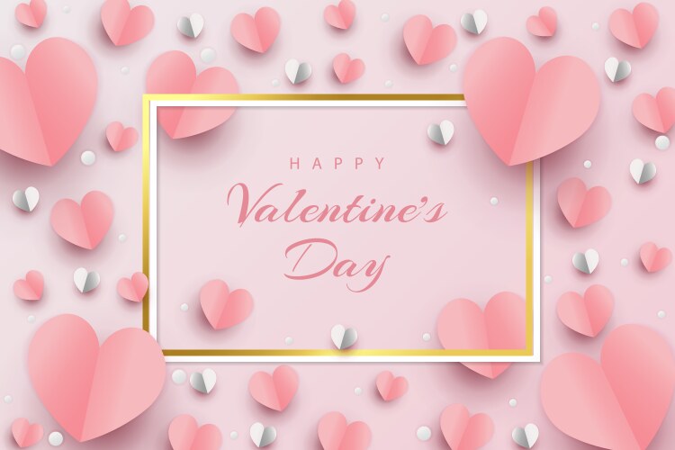 Happy valentines day background paper cut hearts Vector Image