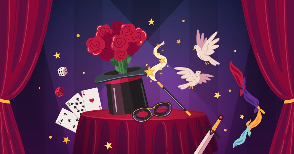 Magician cartoon composition Royalty Free Vector Image