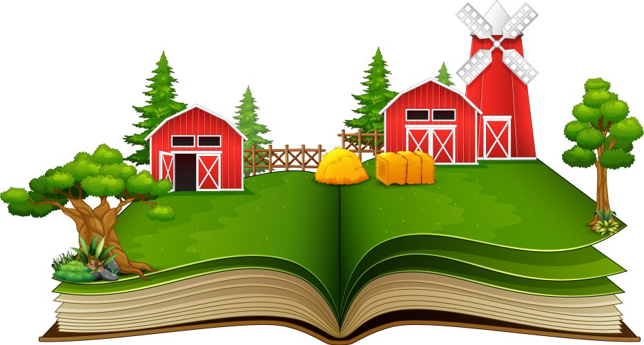 Nature treehouse on open book Royalty Free Vector Image
