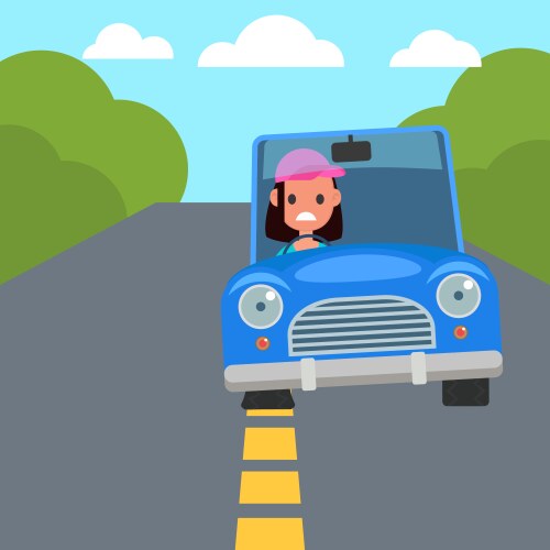 Child boy driving car flat cartoon Royalty Free Vector Image