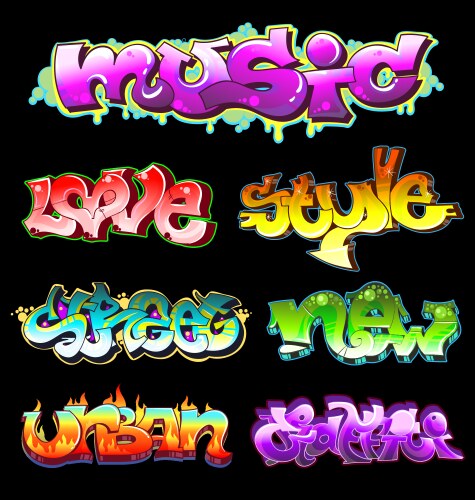 Graffiti Font Alphabet Letters Royalty Free Vector Image