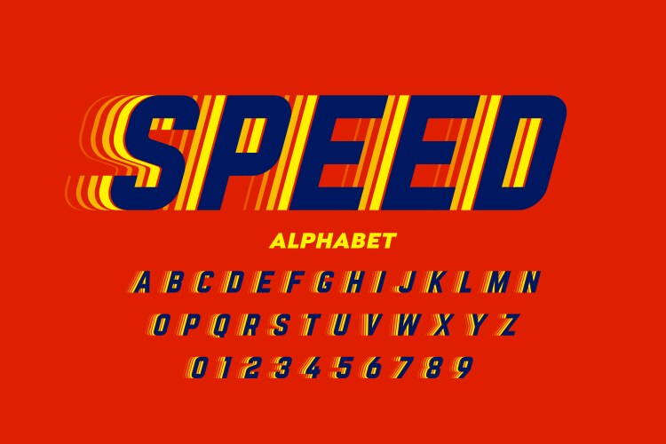 Speed letters set red race font italic bold Vector Image