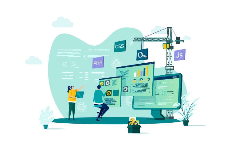 Front end development isometric interface Vector Image