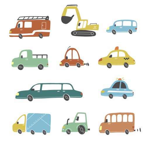 Set of cartoon land transport Royalty Free Vector Image