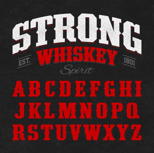 Scotch whisky style label font with sample design Vector Image