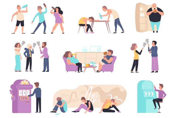 Type of thinking mindset people cartoon set Vector Image