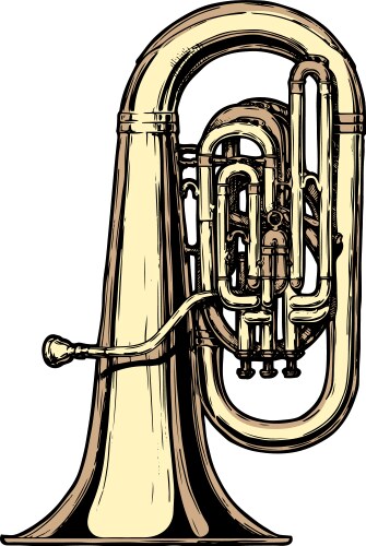 Classical baritone horn euphonium tuba Royalty Free Vector