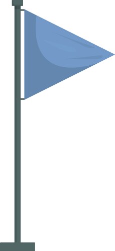Triangular green flag waving on metal pole Vector Image