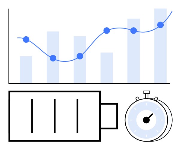 Growth chart with stopwatch and happy face Vector Image