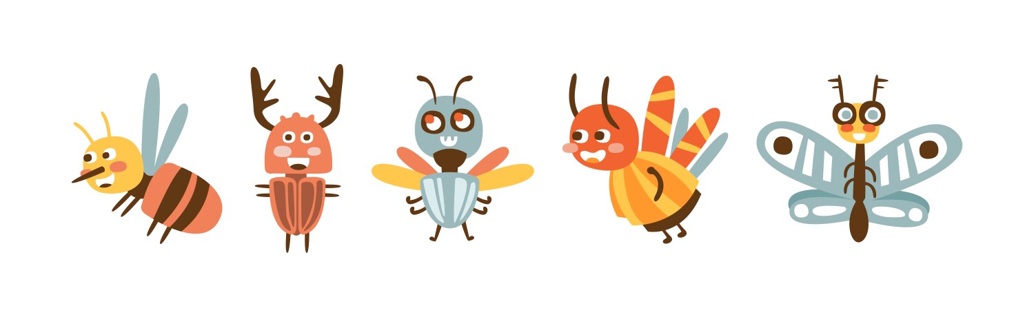 Funny insect character with cute smiling face Vector Image