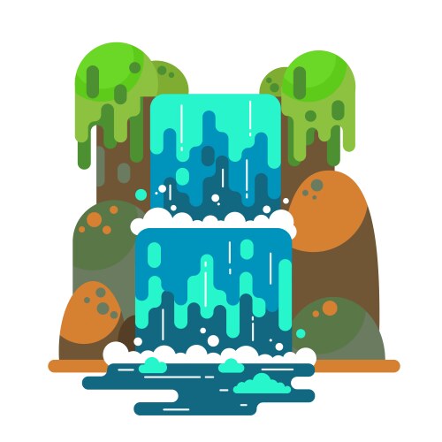 Waterfall landscape rapid river in rocky mountains