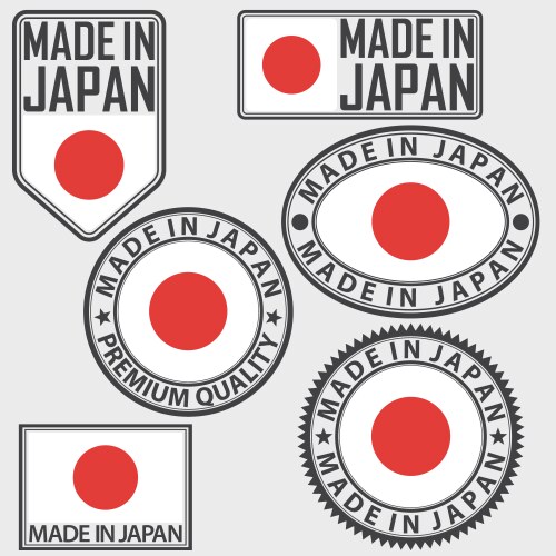 Made in japan labels set japanese product emblem Vector Image
