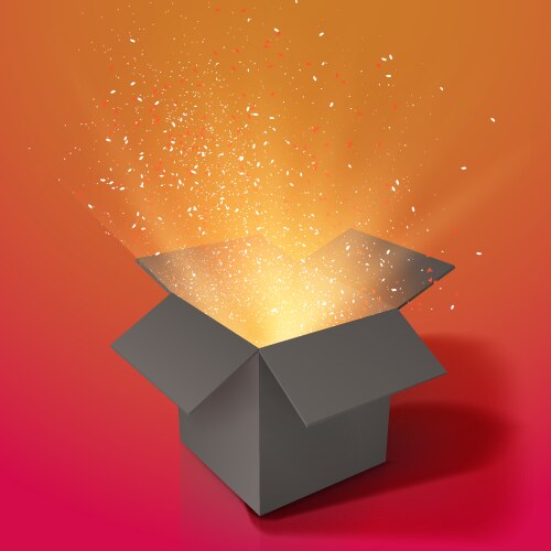 Realistic magic open box gift Royalty Free Vector Image