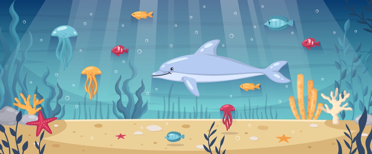 Ocean Bottom Cartoon Good Vibes Over/under The Ocean 🏄♂🌊🪸