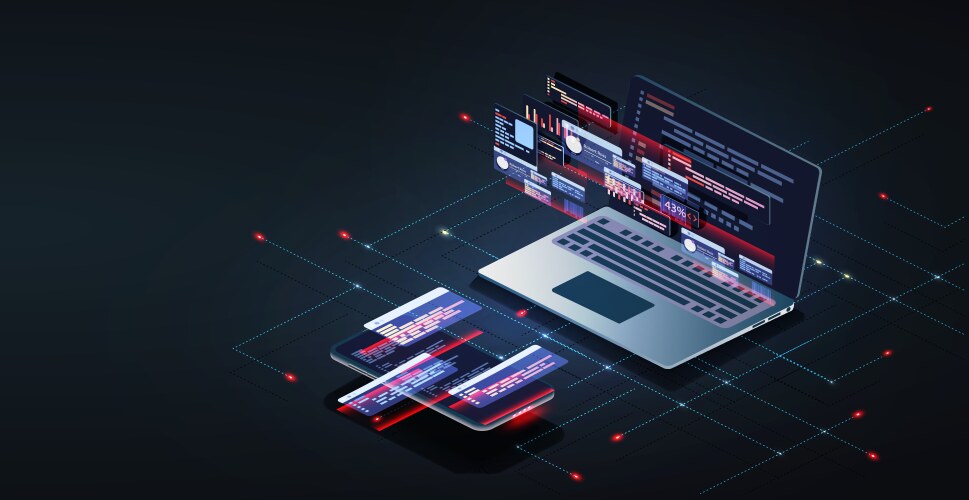 Software Development Isometric Banner – Royalty-Free Vector | VectorStock