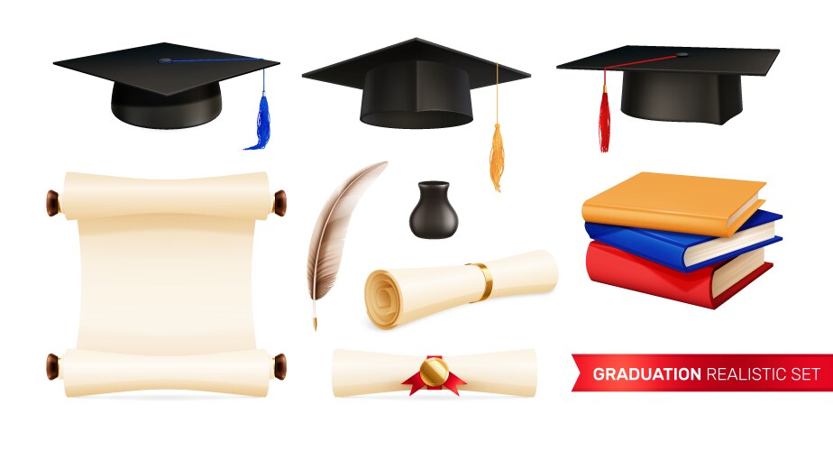 Realistic detailed 3d congratulation graduates Vector Image